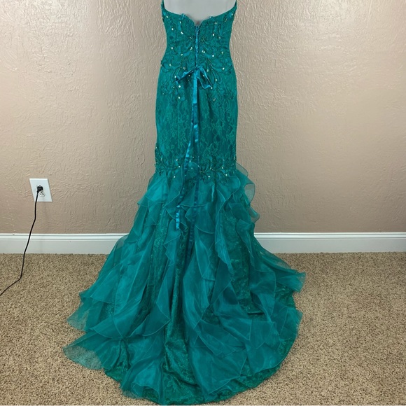 Mie Ling | Dresses | Mie Ling Gorgeous Teal Beaded Sweetheart Trumpet ...
